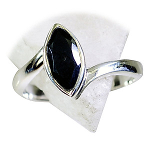 55Carat Genuine Black Onyx Ring Sterling Silver Marquise Shape Astrology US 4,5,6,7,8,9,10,11,12