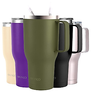 mininoo 40 oz Tumbler with Handle and Straw, Insulated Tumbler with Handle Leak Proof, Large Tumbler with Lid and Straw (Army Green)