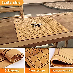 Songyun Go Set with Reversible 19x19 / 13x13 Portable Travel Go Game Set Roll-up and Foldable Artificial Leather Board with 361 Single Convex Ceramic Stones Linen Bundle Pocket Weqi Games