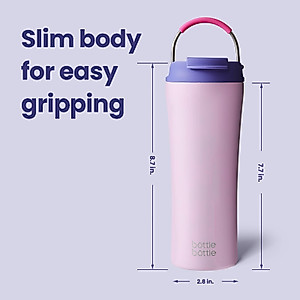 BOTTLE BOTTLE Insulated Coffee Tumblers with Dual-use Lid and Straw Double Walled Iced Travel Coffee Mug for Woman and Man 18 oz Stainless Steel Tumbler with Handle(Cherry Blossoms)