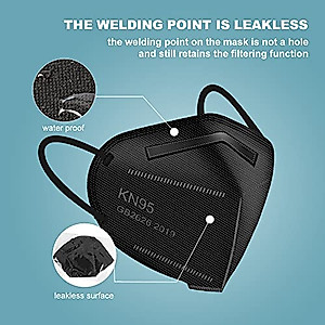 YOTU Kn95 Face Mask Black,5-ply Cup Dust Mask,Breathable & Comfortable,Filter Efficiency ≥95% (Black-50pcs)
