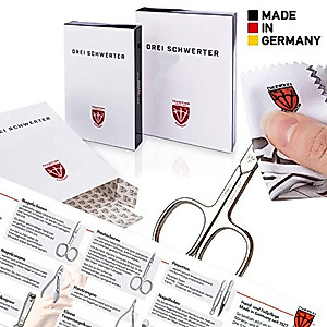 3 Swords Germany - brand quality 8 piece manicure pedicure grooming kit set for professional finger & toe nail care scissors clipper fashion leather case in gift box, Made in Solingen Germany (22009)