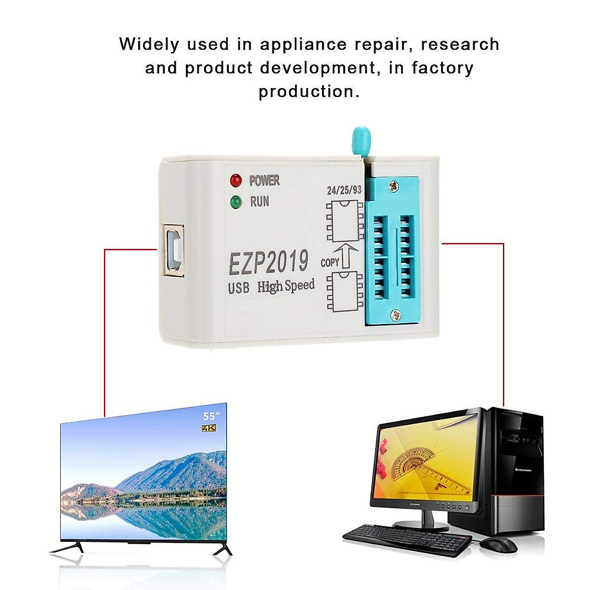 EZP2019 High Speed USB SPI Programmer with 4 Tested Base Support for Block 24 EEPROM, for 25 Flash 93 EEPROM, etc.