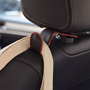 MECHCOS Car Seat Headrest Hooks for Car Back Seat Organizer Hanger Storage Hook Holder for Car SUV Organization Purse Shopping Groceries Bag Handbag, Black & Red, 2 Pack