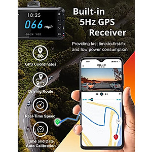 MASIGO Dash Cam Front and Rear with APP, True 4K/2.5K Full HD Dash Camera for Car, Built-in 5G WiFi GPS, Super Night Vision, HDR, 24H Parking Mode, Supercapacitor, Support 256GB Max, Free 32GB SD Card