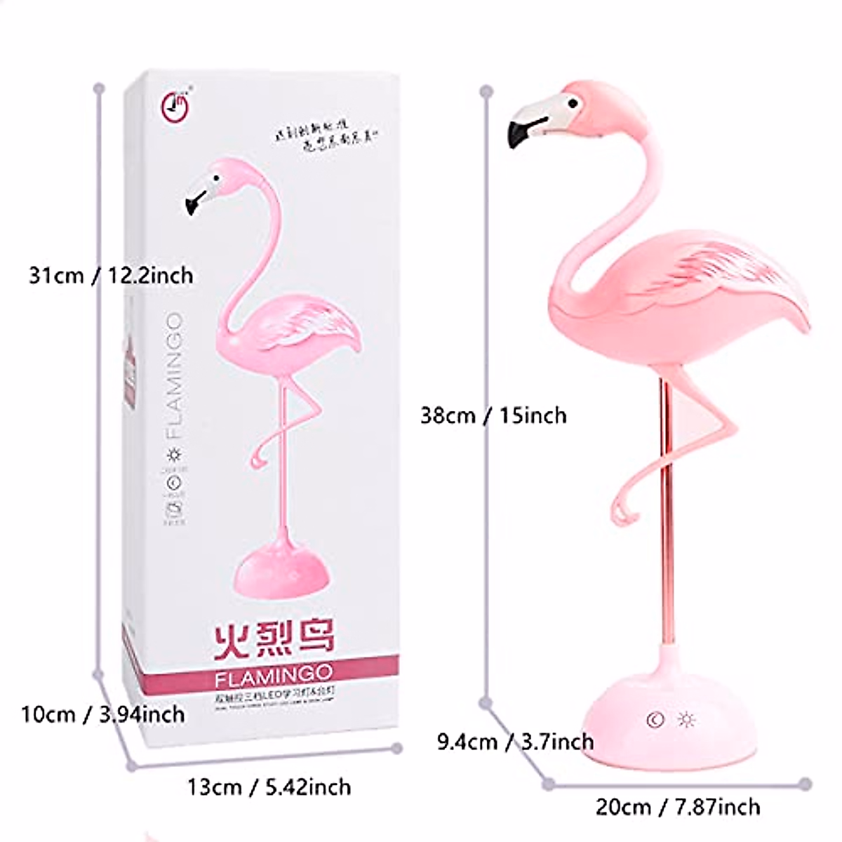 Fantasee Flamingo Desk Lamp USB Bedside Table Lamp Nursery Night Light Touch Dimmable for Child Kids Students Bedroom Living Room Dorm Reading Birthday Party Gift (Pink Flamingo)