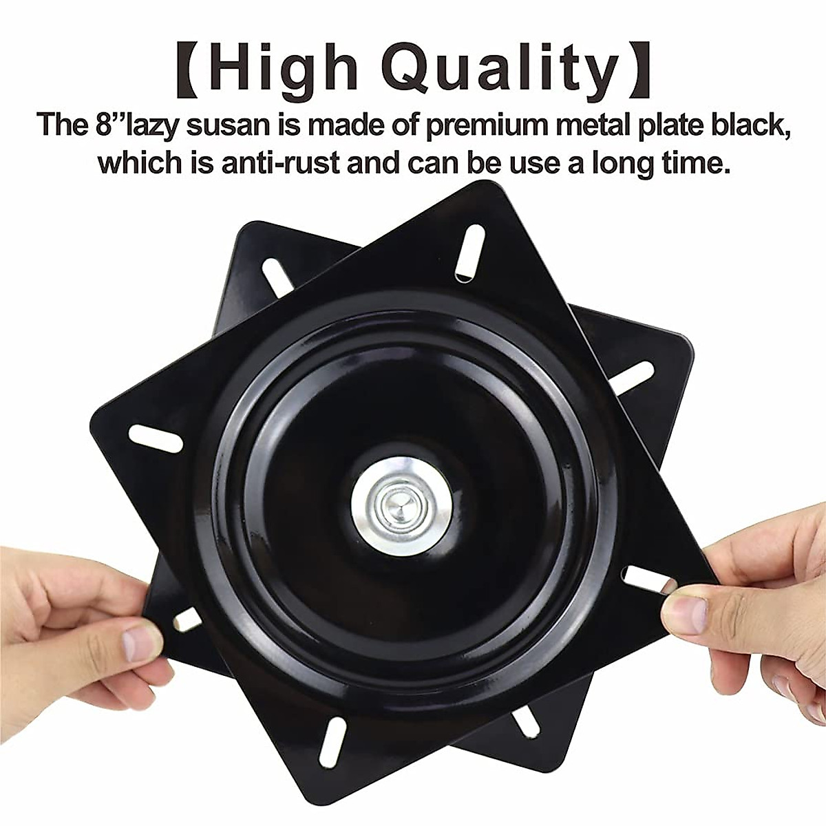 2Pack 8 Inch Lazy Susans Turntable Bearings Swivel Zinc Plate, Black Square Lazy Susan Hardware, Heavy Duty Lazy Susan Replacement Parts, 500LB Capacity Load(Black) (2Pack 8 Inch)