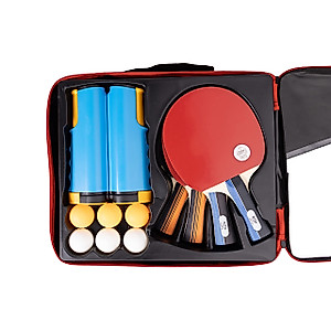 Game Point Portable Ping Pong Paddle Set – Indoor and Outdoor Table Tennis Game Set with Retractable Net, 4 Paddles, 6 Balls, and Carrying Case