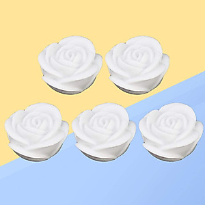 Uonlytech 5 Pcs Flameless Candle Flower Night Light LED Tea Lights Waterproof Floating Rose for Pool Garden Fish Tank Wedding Party Decor White