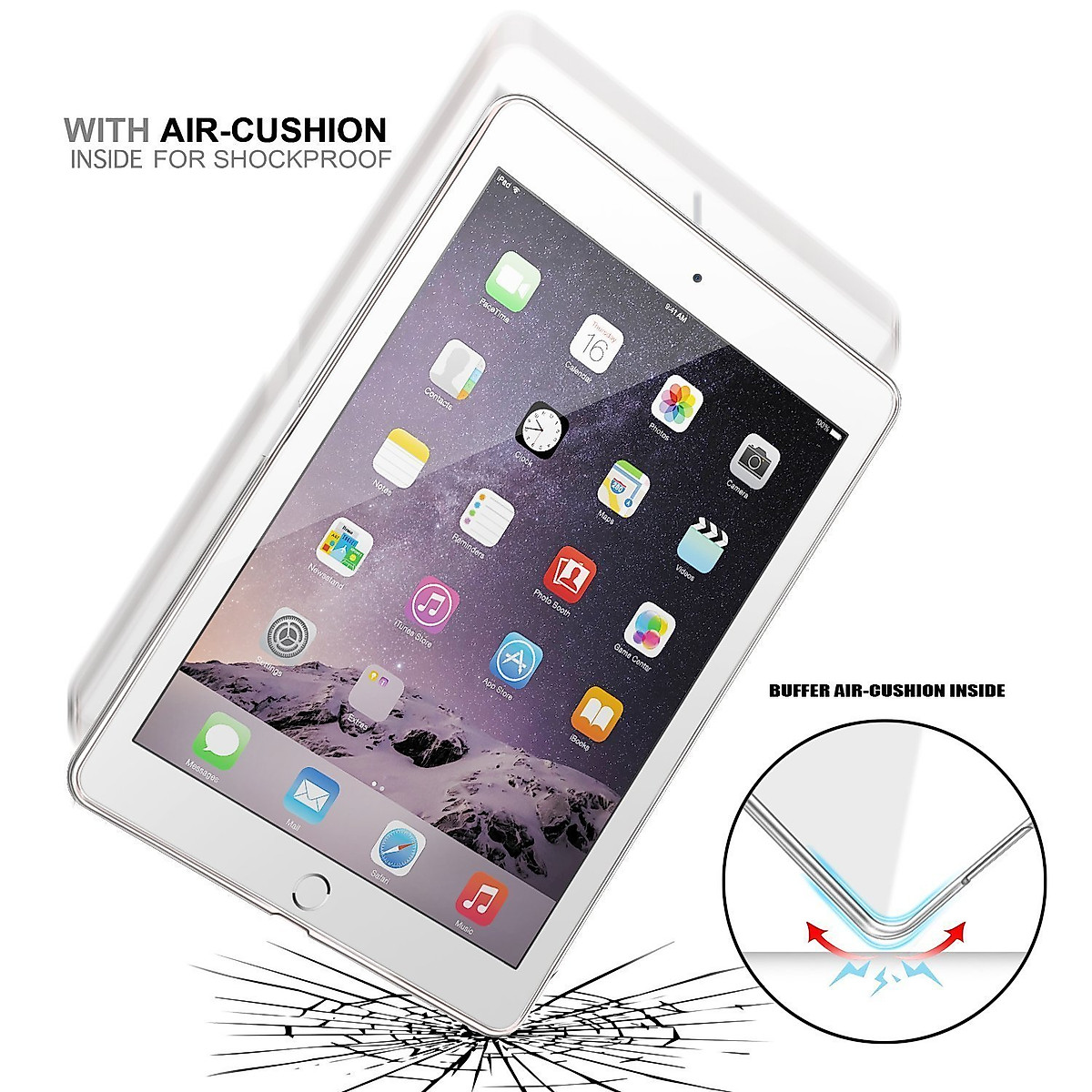 Asgens iPad Pro 9.7 inch(2016) Case,Transparent Slim Silicon Soft TPU Tablet Computer Case (Clear)
