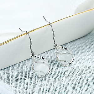 TGNEL Spiral Ball Titanium Dangle Earring Charms, Fashion Simulated Opal Drop Earrings Titanium Earrings for Women Sensitive Ear