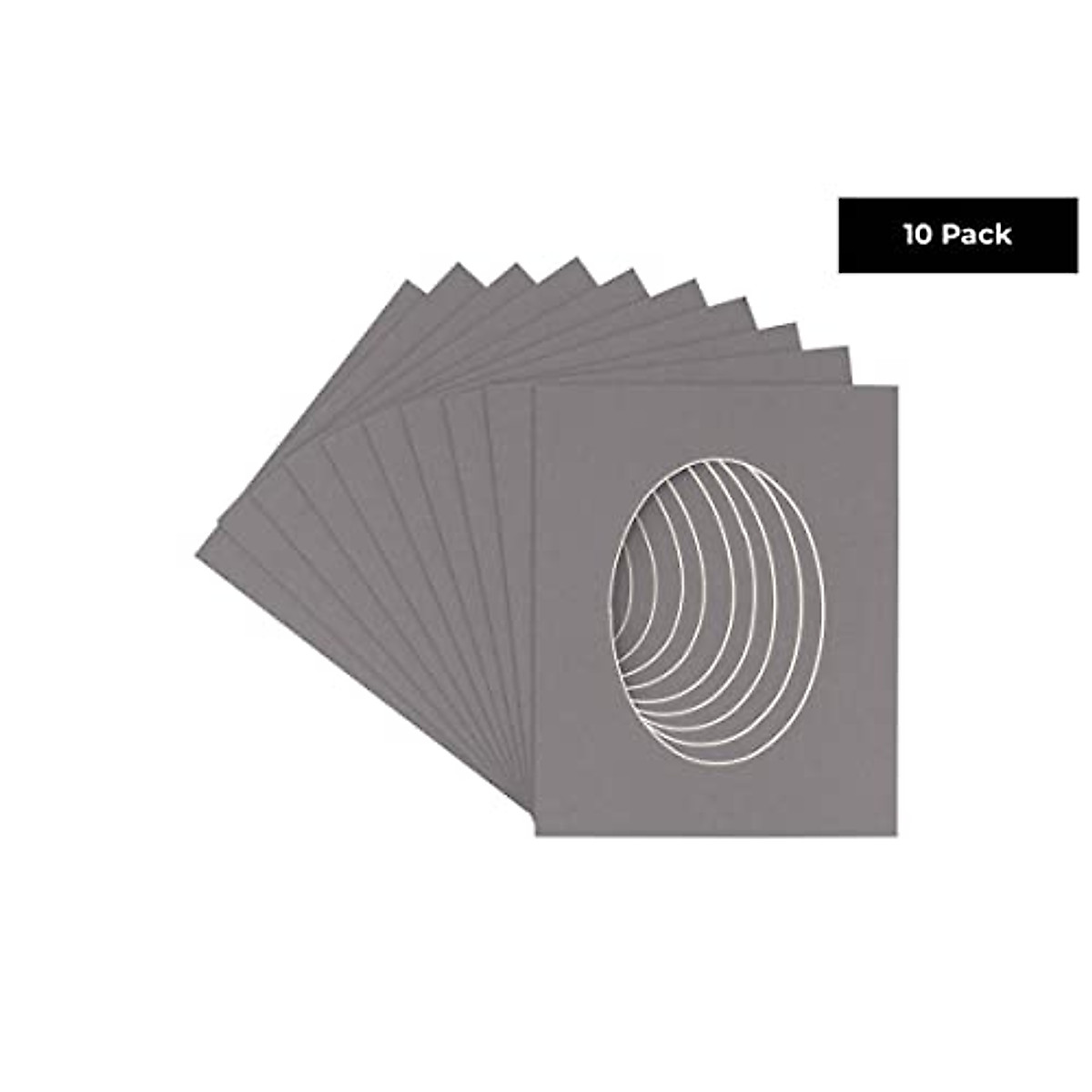 CountryArtHouse Charcoal Acid Free 7x9 Oval Picture Frame Mat with White Core Bevel Cut for 5x6 Pictures - Fits 7x9 Frame - Pack of 10 Matboards