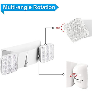 SPECTSUN 12 Pack White Emergency Lighting with 2 LED Heads White Emergency Exit Fixture and Battery Backup -UL 924 Certified and CEC Qualified Emergency Light,ABS housing,Adjustable Light Heads