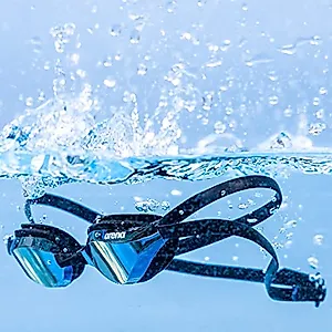 ARENA Unisex Python Racing Swim Goggles for Men and Women Anti-Fog Non-Mirror Lens Max Comfort Dual Strap, Smoke/Water/Mango