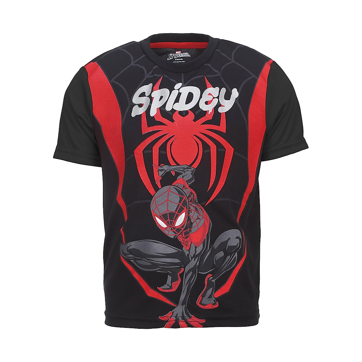Marvel Avengers Spider-Man Miles Morales Little Boys Athletic T-Shirt Mesh Shorts Set Black 7