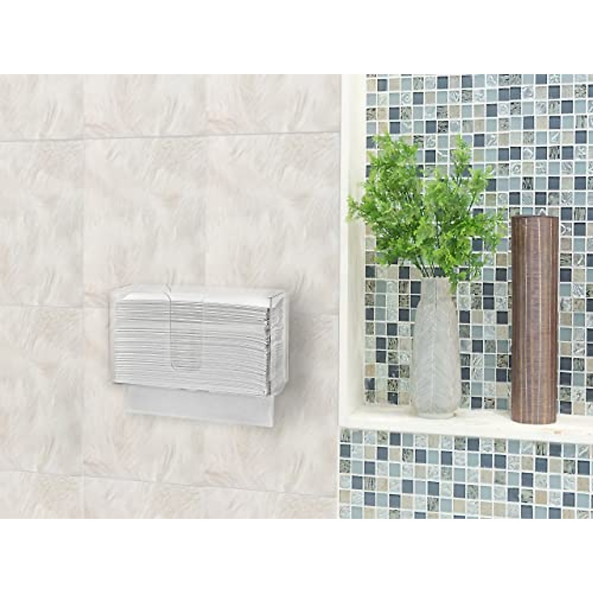 Alpine Industries Acrylic Wall-Mounted Paper Towel Dispenser - Single or Multiple Towel Retrieval - Bi Fold and C Fold (Clear)
