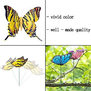 FENELY Butterfly Garden Decor Stakes,Double Wing Waterproof 3D Garden Ornaments Outdoor Decorations for Patio Lawn Yard PVC Gardening Art Christmas Whimsical Gifts