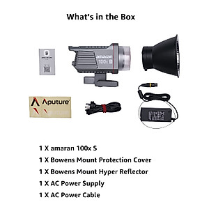 amaran 100x S Bi-Color Bowens Mount Point-Source LED Video Light,100W Output Studio Light,Bluetooth App Control 9 Built-in Lighting Effects DC/AC Power Supply Ultra Silent Fan(amaran 100xS)