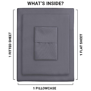 IR Imperial Rooms Grey Full Size Bed Sheets - 4 Pcs Luxury Sheets & Pillowcases for Spa, Hotels, Guest Bedroom & Airbnbs - Brushed Microfiber Full Size Sheets