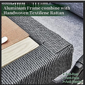 Astomi 7 Pieces Outdoor Dining Set: All-Weather Wicker Outdoor Patio Furniture with Table All Aluminum Frame for Lawn Garden Backyard Deck Patio Dining Set with Cushions