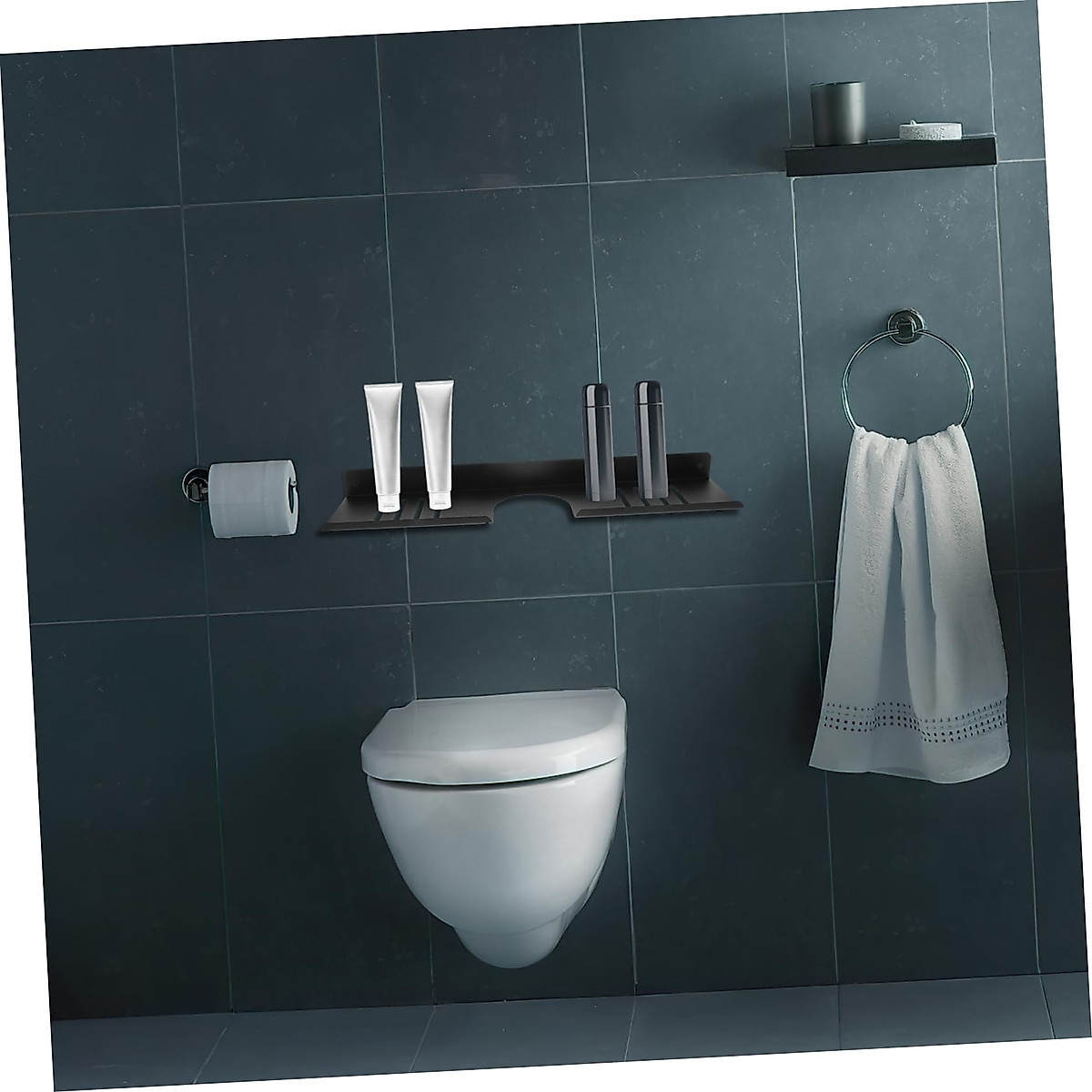 BRIGHTFUFU Bathroom Storage Wall Mounted Rack Shelves steel shelf wall mount shelves bath organizer wall stand shelves steel shelves decorative shelves steel shelving toilet