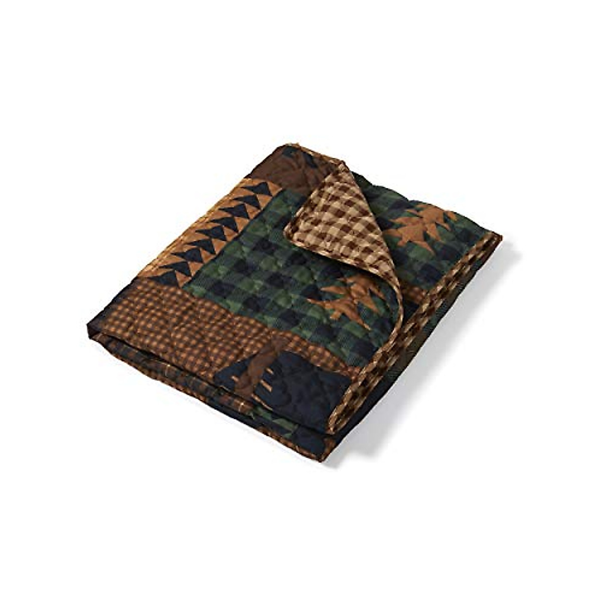 Donna Sharp Throw Blanket - Brown Bear Cabin Lodge Decorative Throw Blanket with Square Patchwork