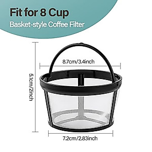 Prasacco Reusable Coffee Filters 4-8 Cup, Coffee Filter Basket Universal Coffee Filter Replacement Safety Nylon Mesh Reusable Coffee Filters for Mr. Coffee Makers and Brewers