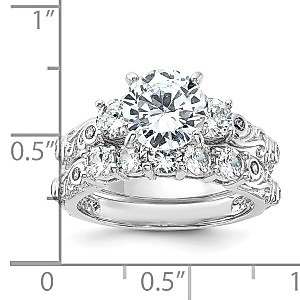 IceCarats 925 Sterling Silver Cubic Zirconia CZ Wedding Band Engagement Ring Bridal Jewelry Set Size 8