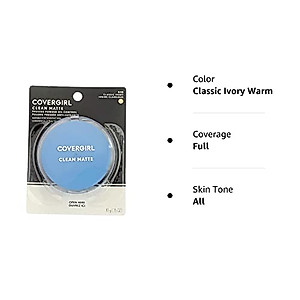 COVERGIRL Clean Matte Pressed Powder Classic Ivory Warm 510 , .35 Ounce (packaging may vary)