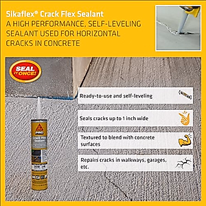 Sikaflex Crack Flex Sealant, Gray, High performance, textured polyurethane sealant, self-leveling, sealant for sealing horizontal cracks, 10,1 fl. Oz