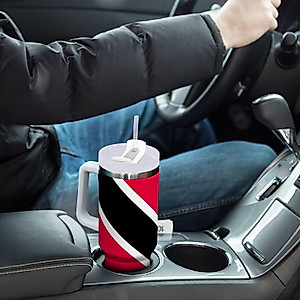 ODAWA Large Travel Insulated Tumblers with Handle and Straw Lid, Trinidad Tobago Flag Spill Proof Tumbler with Straw Stainless Steel Tumblers