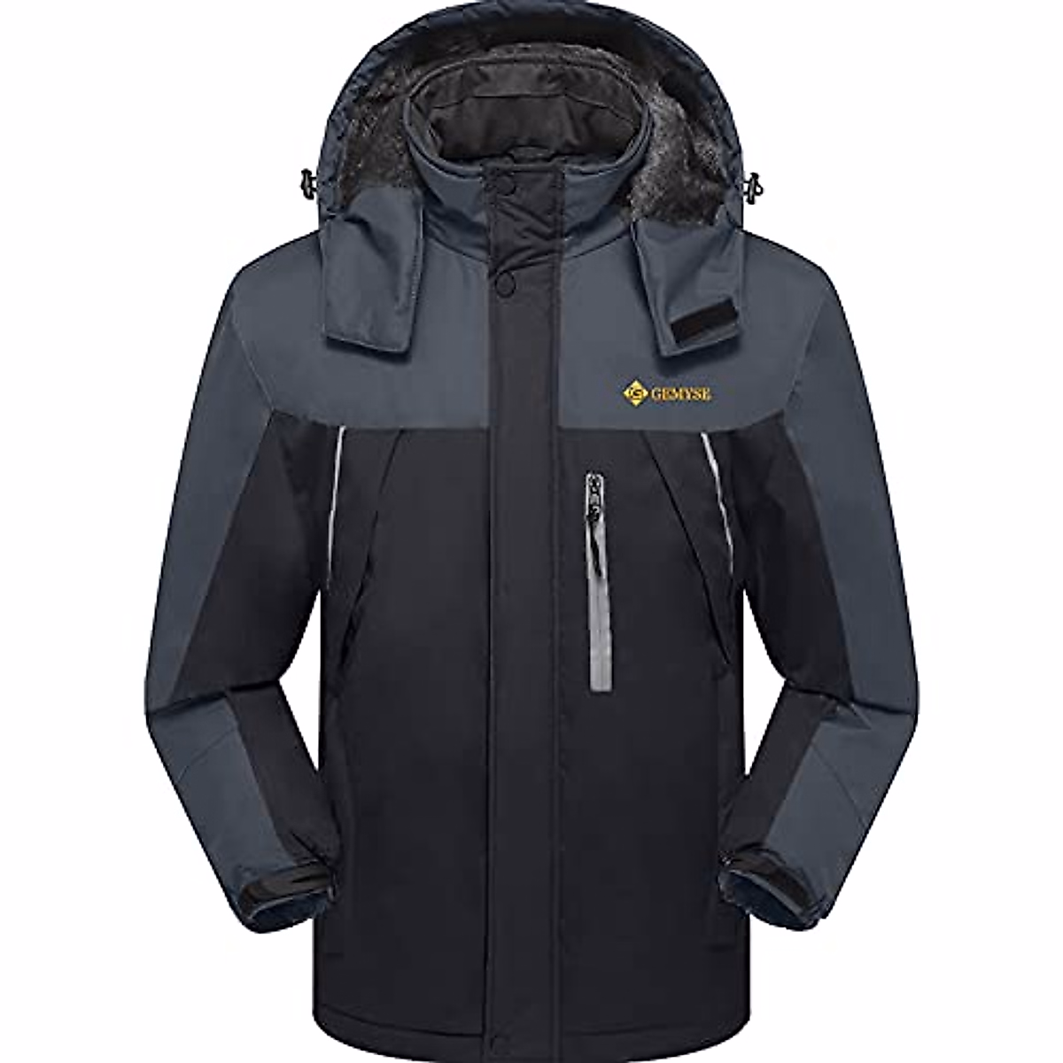 GEMYSE Men's Mountain Waterproof Ski Snow Jacket Winter Windproof Rain Jacket (Black,Small)
