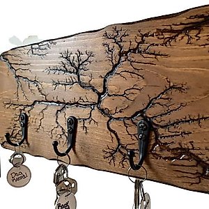 Fractal Lichtenburg Key holder or Coat Rack