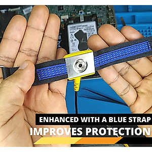 Safe ESD Anti Static Wrist Strap Band Long Earthing Wristband Grounding Bracelet for ESD Mat Computer PC Building Electronics Repair Ground wire cord with Metal Alligator Clip By DREMINOVA