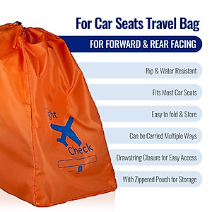 Alnoor USA Double Combo of Car Seat Travel Belt & Car Seat Travel Bag | Car Seat Bags for Air Travel & Car Seat Luggage Strap | Purchase Gate Check Stroller Bag/Car Seat Carrier for Airport &
