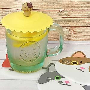 Wrapables® Cute Animal Silicon Cup Lids, Anti-Dust Airtight Mug Covers for Hot and Cold Beverages (Set of 6)