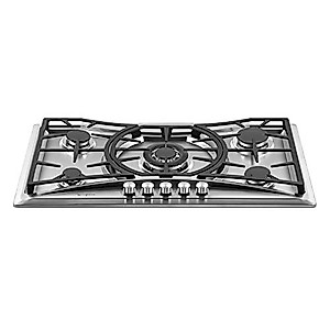 Empava 36 in. Gas Stove Cooktop with 5 Italy Sabaf Sealed Burners NG/LPG Convertible in Stainless Steel EMPV-36GC22, 36 Inch