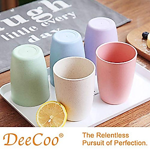 DeeCoo Eco-friendly Unbreakable Reusable Drinking Cup (12 OZ), Wheat Straw Stackable，Biodegradable Healthy Tumbler Set 15, Reusable Bathroom Drinking Cup，Dishwasher Safe