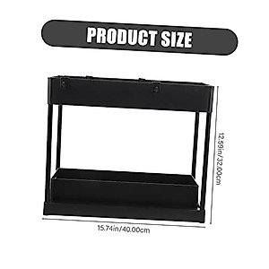 MUSISALY Sliding Cabinet Kitchen Island Cart Kitchen Sundries Holder Sliding Shelves Kitchen Shelf Rack Vegetable Storage Rack Shelf Stand Kitchen Seasoning Shelf Storage Shelf Out Pp Black