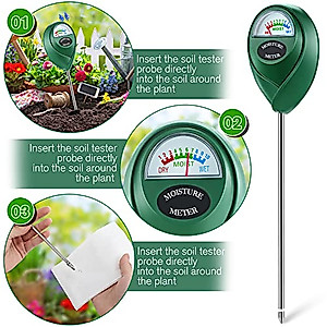 4 Packs Soil Moisture Sensor Meter Set, Outdoor Soil Meter for Plant Test, Water Monitor Indicator for Indoor Gardening, Soil Pot Plants Humidity Tester Kit for Yard, Lawn, Farm, No Batteries Required