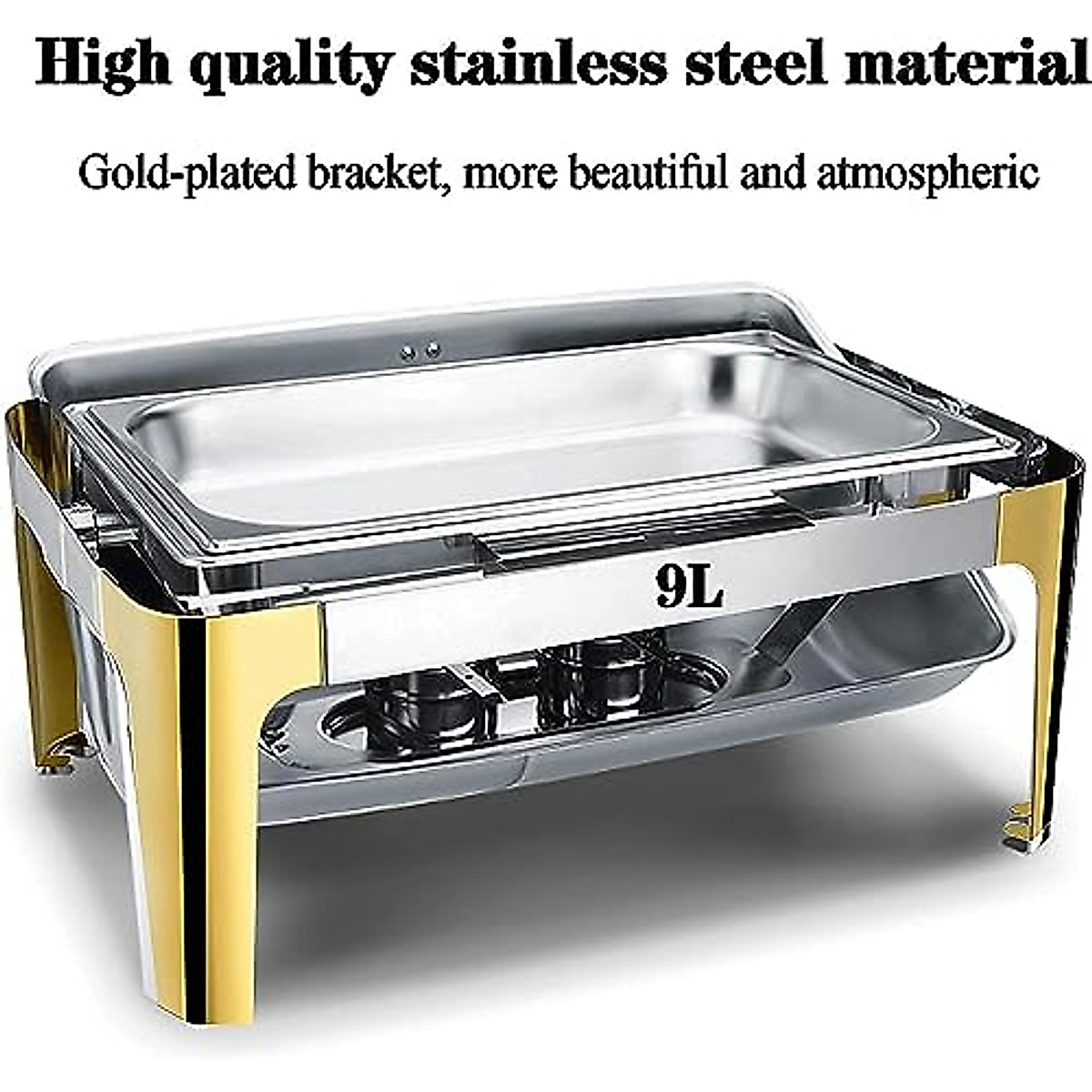 Stainless Steel Chafing Dishes with Lid for Parties, 9L Commercial Food Warmer for Buffet, Buffet Server with 3 Kind of Warming Tray for Holidays, Catering, Home Dinners