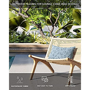 Recliner Head Pillow Ledge Loungers Chair Pillows with Insert Ocean Animals Shells Starfish Graffia Style Blue Background Lumbar Pillow with Adjustable Strap Patio Cushion for Sofa Bench Couch, 2 PCS