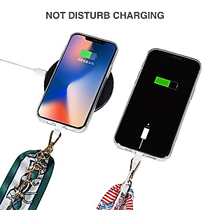 LAVAVIK Phone Lanyard Silk Scarf Upscale Chain Wrist Strap Keychain Wallet Lanyard With 2 Tether Tab Compatible with all Smartphone Cases White