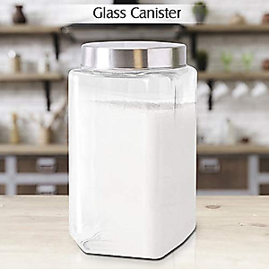 Glass Canisters for Kitchen – Set of 3 Large Food Storage Containers – 70Oz Storage Jars with Stainless Steel Lids – Suitable for Snacks, Flour, Sugar, Pet Treats – Screw-On Lid