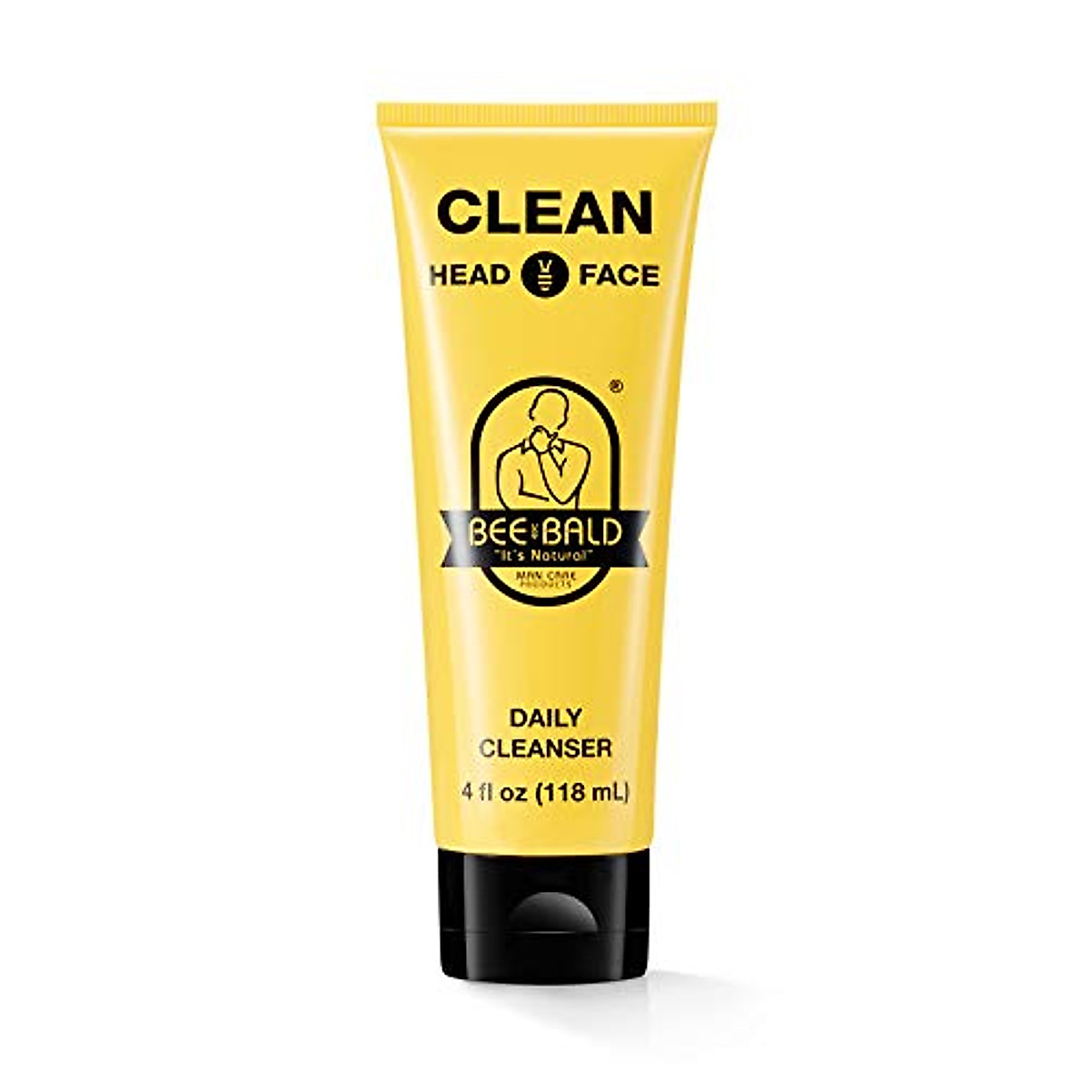 Bee Bald CLEAN Daily Cleanser for face & head refreshes and thoroughly cleanses by gently scrubbing away dry, flaky skin, leaving a fresh, tingling sensation and smell of ‘clean’, 4 Fl. Oz.