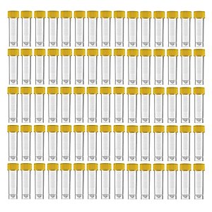 Eowpower 80 Pieces 5 ml Flat Bottom Plastic Graduated Sample Vial Tube with Screw Caps, Small Sample Bottles with Lid