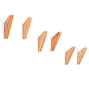 DUUO LONANGG Wooden Hooks Wall Hooks, Coat Hooks, Rubber Wood Hooks (Pack 6) Wall Hangers Hooks for Hanging Coats, Hats Hooks, Bags Hooks Towels Hooks, Decorations Triangle Hook