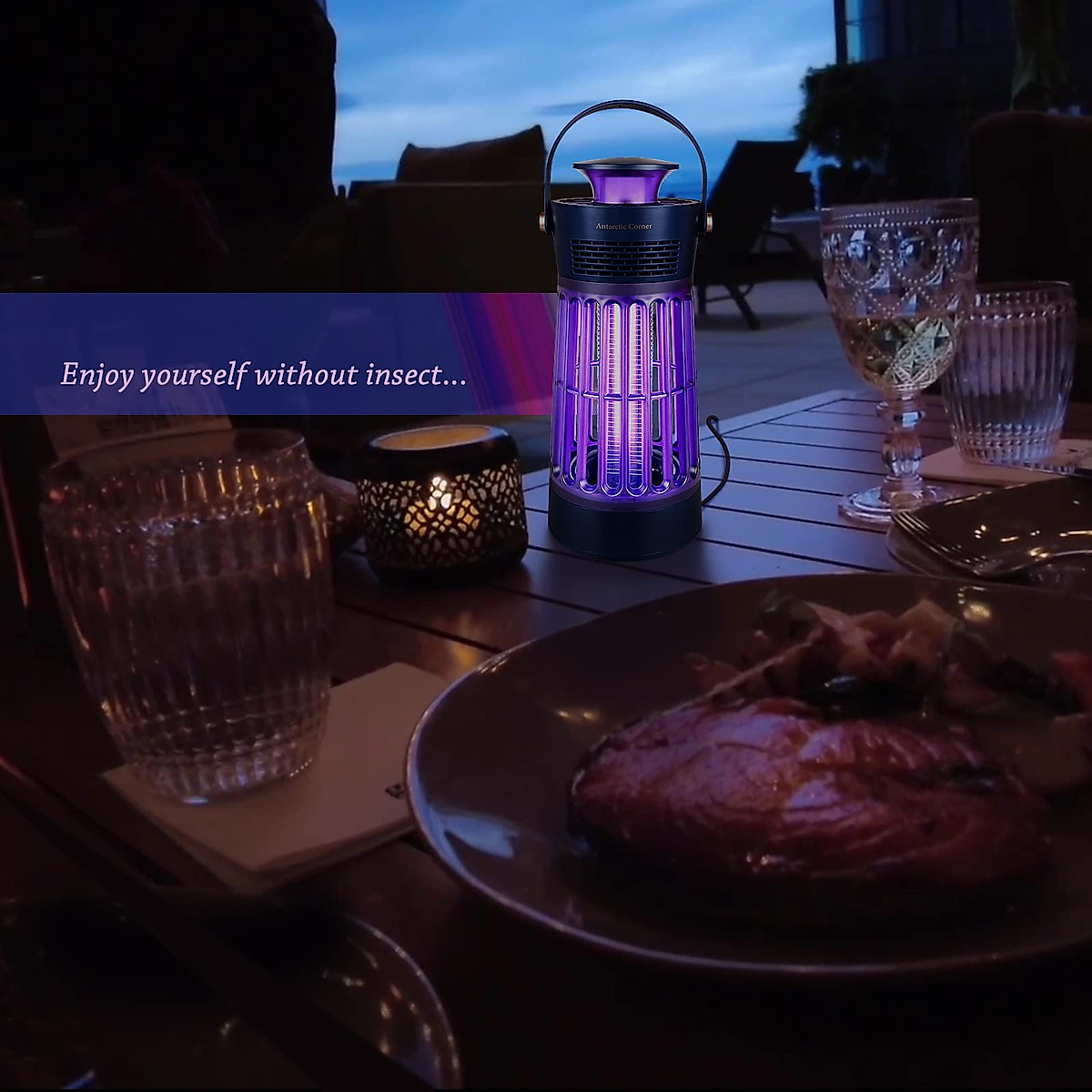 Antarctic Corner Bug Zapper Indoor Insect Trap Fly Gnat Mosquito Catcher with 22 Led UV Lights and Quiet Suction Design for Home