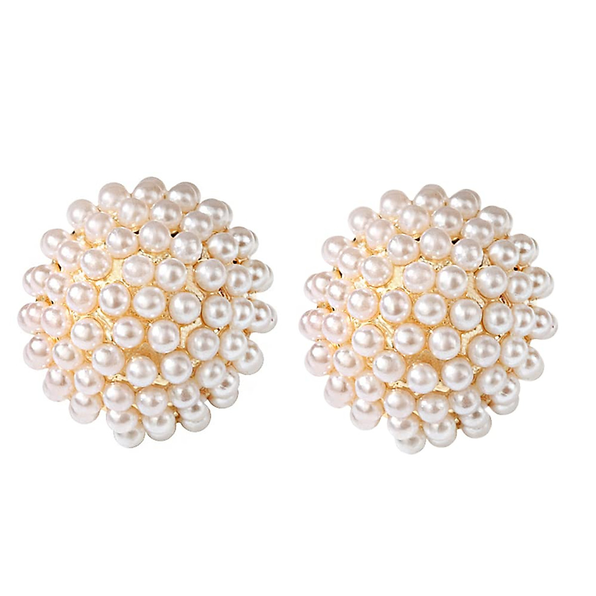 Pearl Earrings Stud for Women 18K Plated Gold Pearl Bridal Earrings for Wedding Birthday Anniversary Mothers Day (Gold Pearl Earrings)