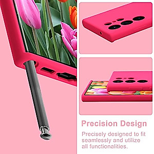 Samsung Galaxy S23 Ultra Silicone Case,Soft Touch Premium Liquid Rubber Shockproof Phone Cover [Slim Fit] [Upgraded Camera Protection] [Microfiber Lining],2023 Hot Pink